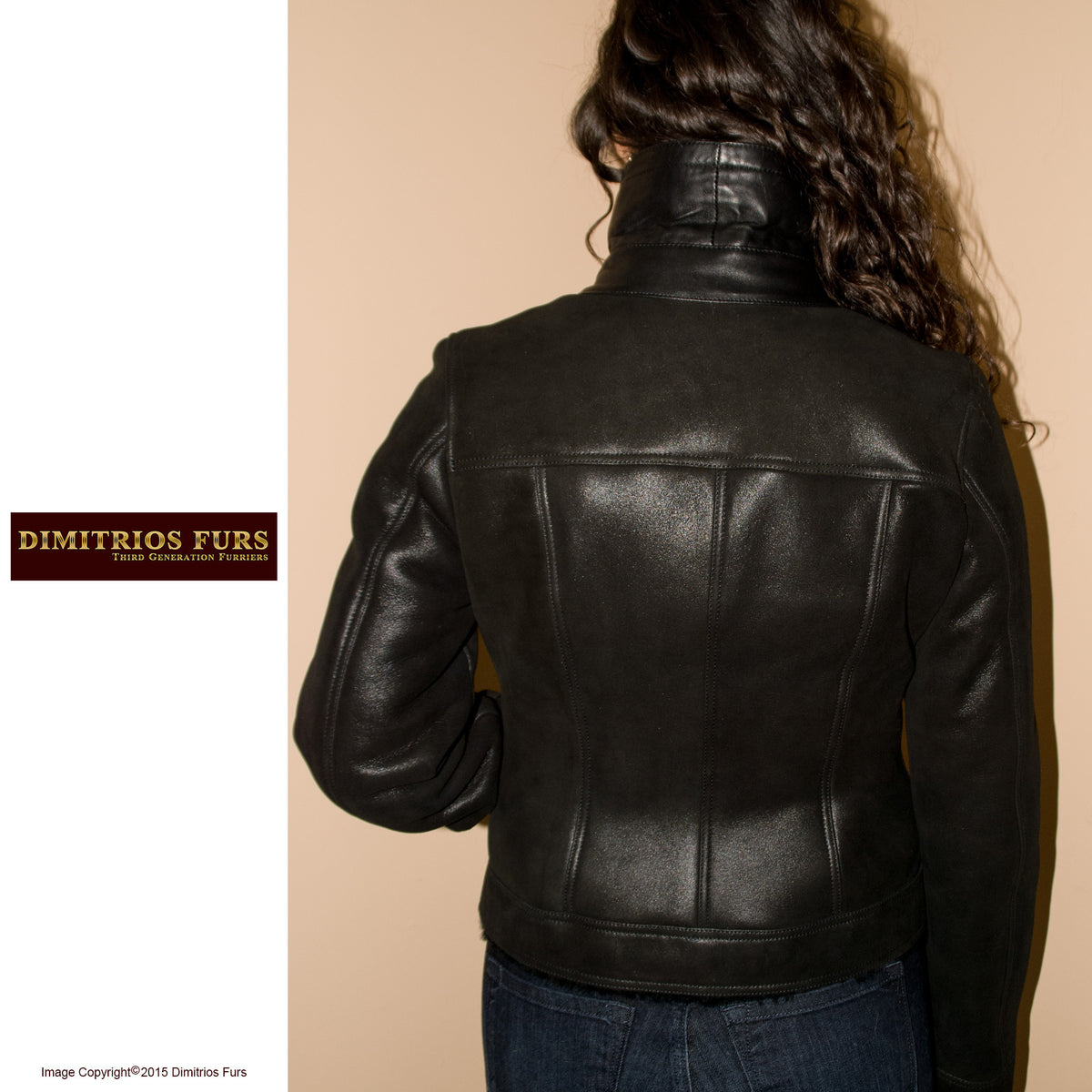 Short Black Merino Leather and Shearling Jacket - Dimitrios Furs